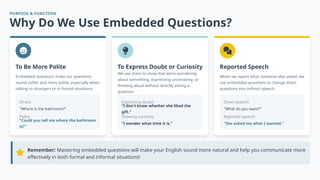 Embedded questions and statements, how to use the English language | PPTX