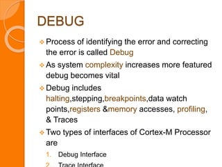presentation on SCB,DEBUG,RESET of Arm Cortex processor | PPTX