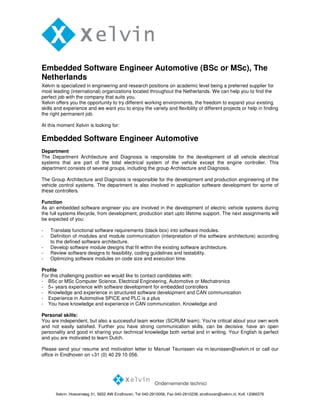 Embedded sw engineer automotive | PDF