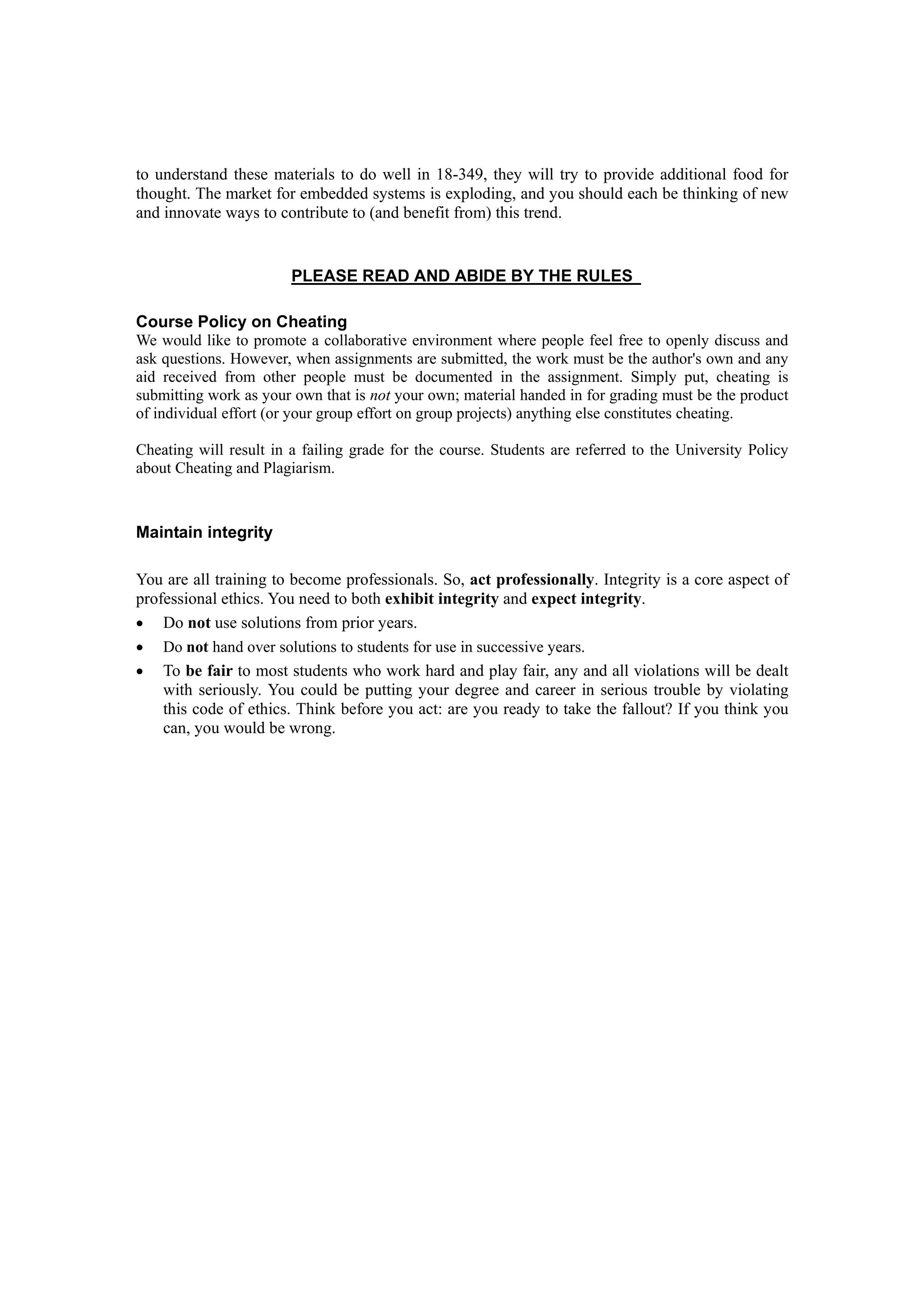 Embedded syllabus | PDF