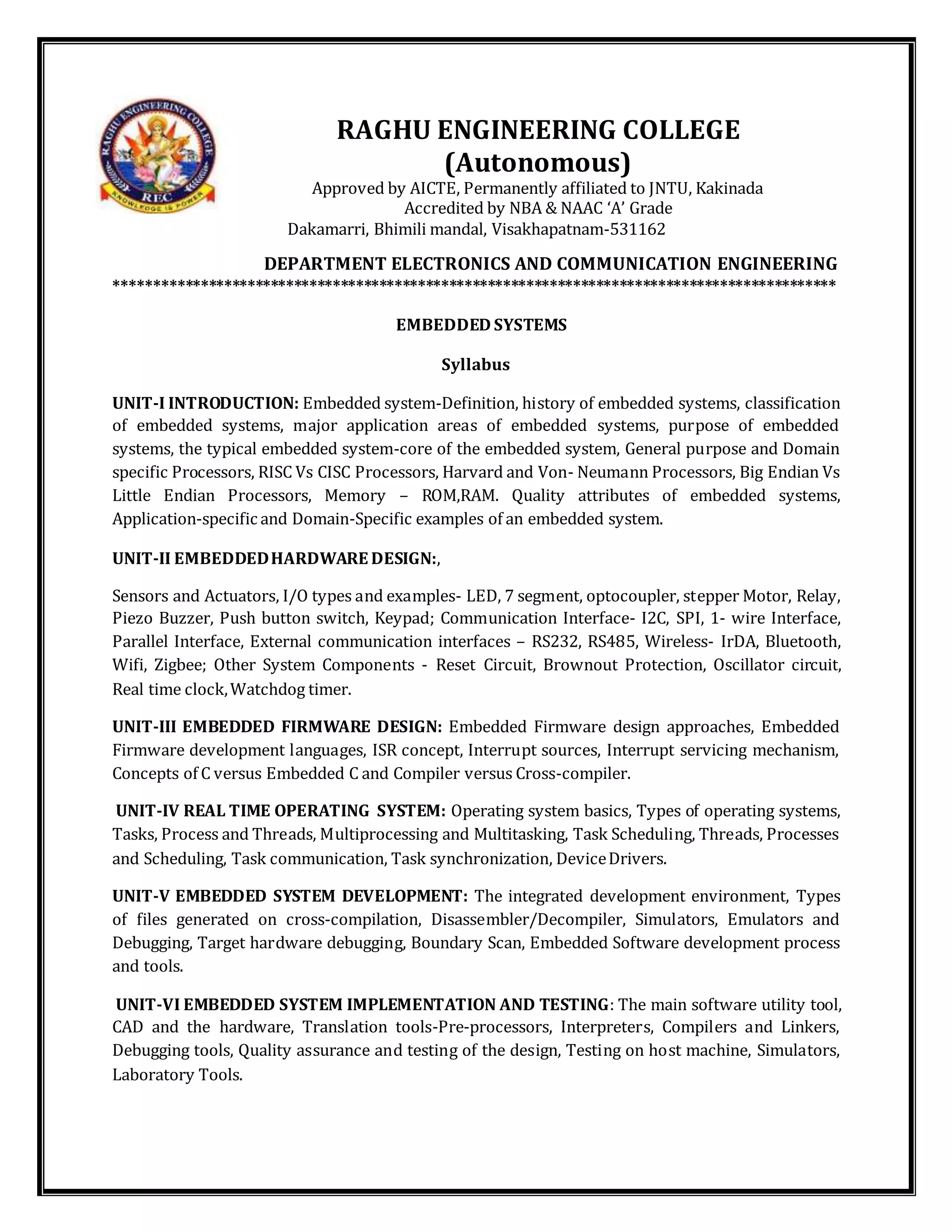 Embedded syllabus | DOCX | Computing | Technology & Computing