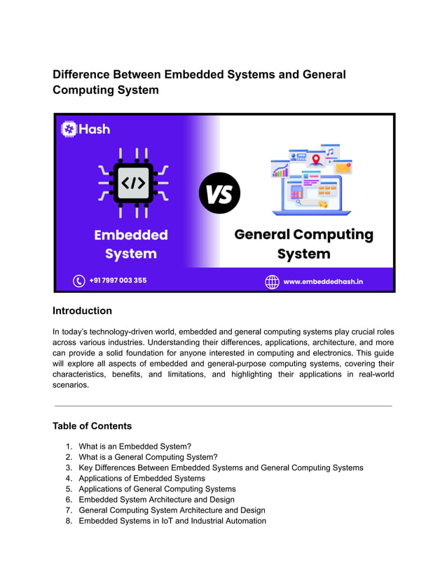 Embedded System and General Computing System.pdf | Computing | Technology & Computing