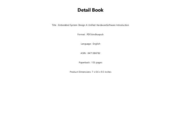Embedded System Design A Unified Hardwaresoftware Introduction Fll Text