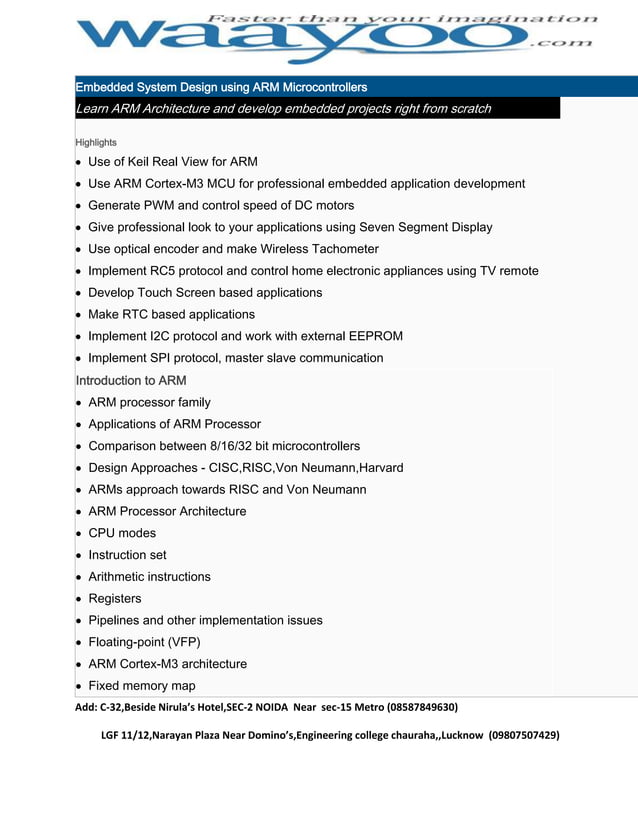 Embedded system design using arm microcontrollers,summer $ short term ...