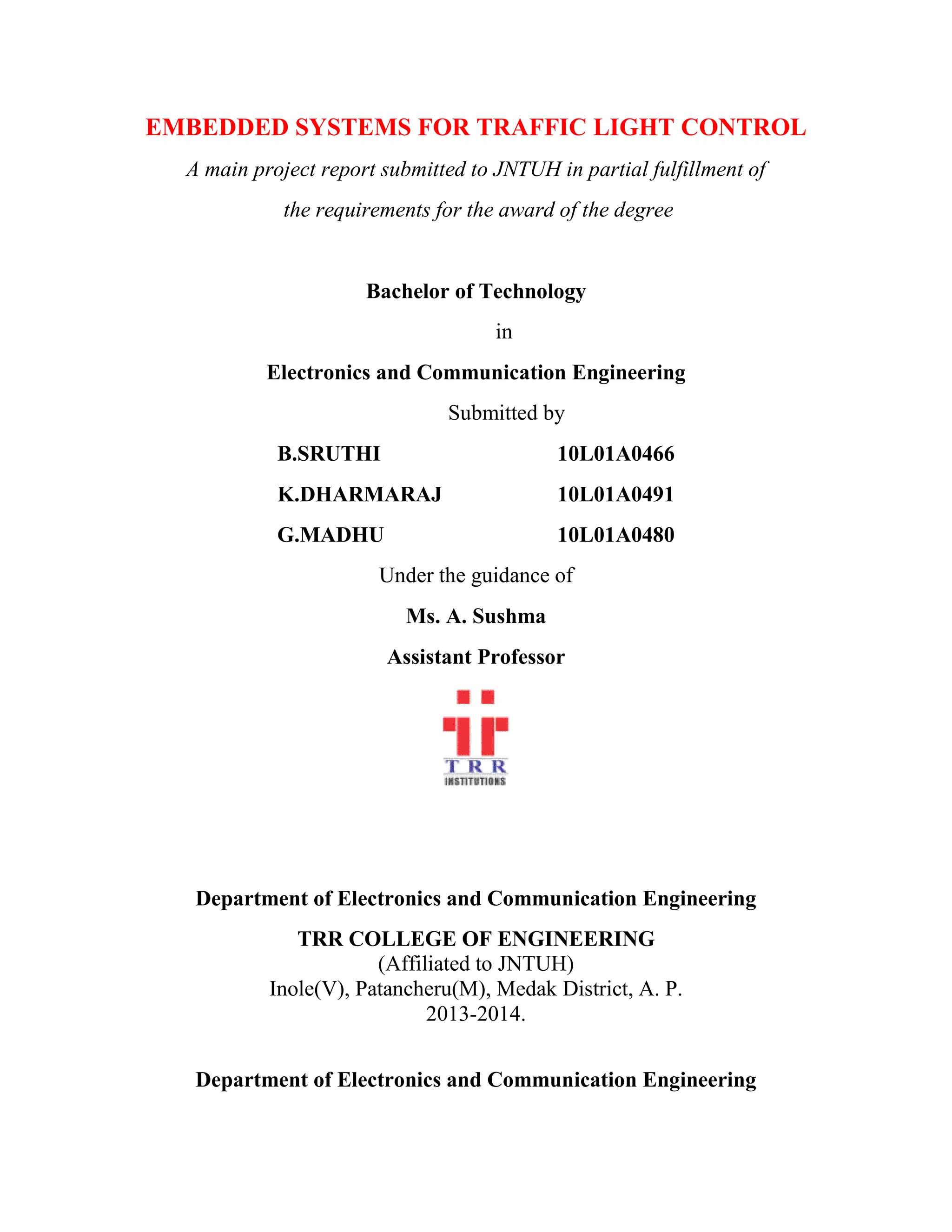 Embedded system for traffic light control | DOCX | Internet of Things ...