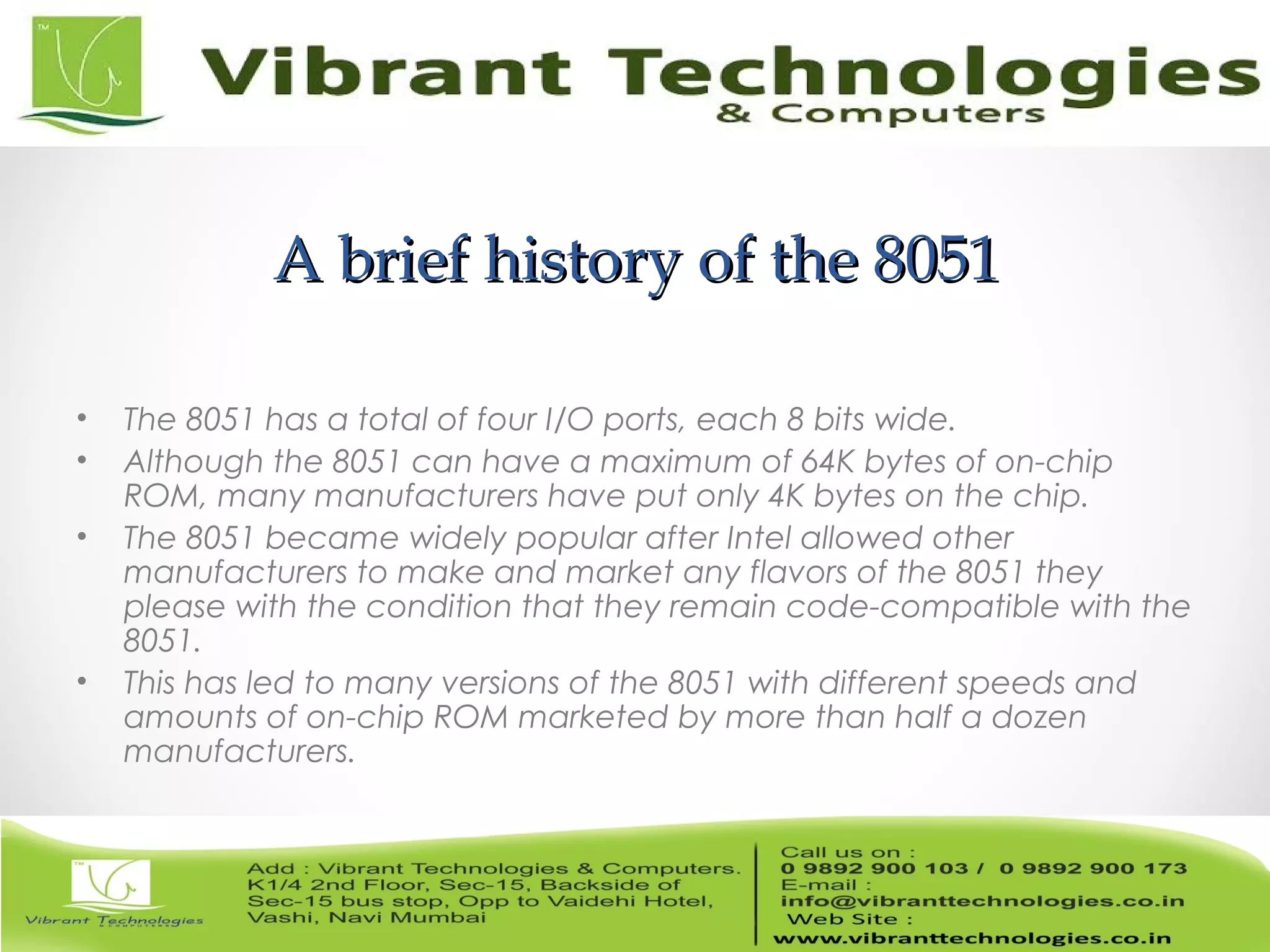 Embedded System Introduction To Micro Controller 8051 Ppt