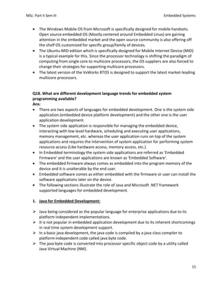 Embedded Systems Q and A M.Sc.(IT) PART II SEM III | PDF