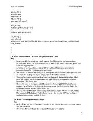 Embedded Systems Q and A M.Sc.(IT) PART II SEM III | PDF