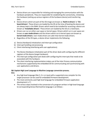 Embedded Systems Q and A M.Sc.(IT) PART II SEM III | PDF