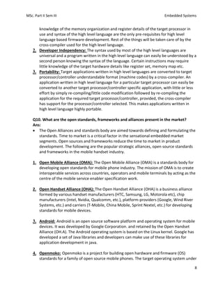 Embedded Systems Q and A M.Sc.(IT) PART II SEM III | PDF
