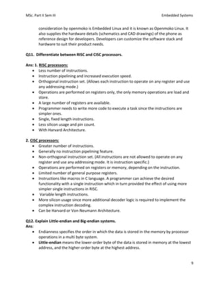 Embedded Systems Q and A M.Sc.(IT) PART II SEM III | PDF