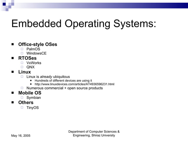 Embedded systems | PPT | Operating Systems | Computer Software and Applications