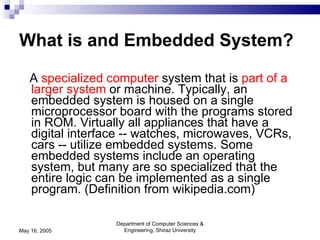 Embedded systems | PPT | Operating Systems | Computer Software and Applications