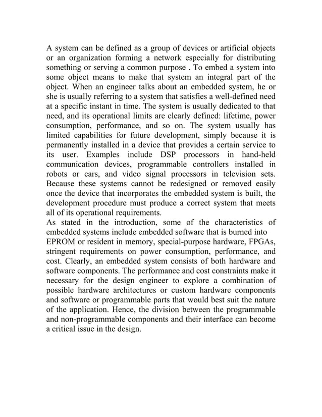 Report file on Embedded systems | DOC