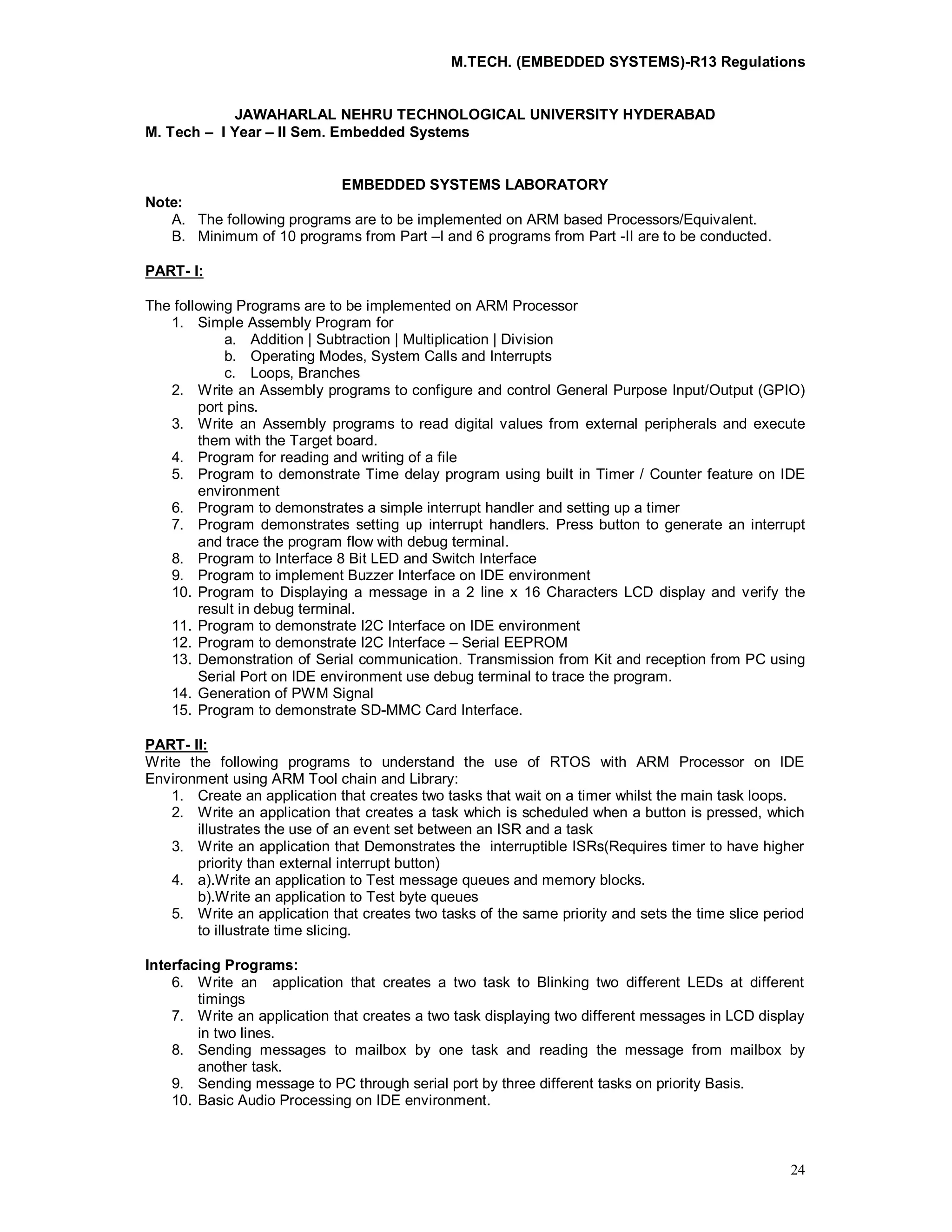 Embedded Systems Syllabus | PDF