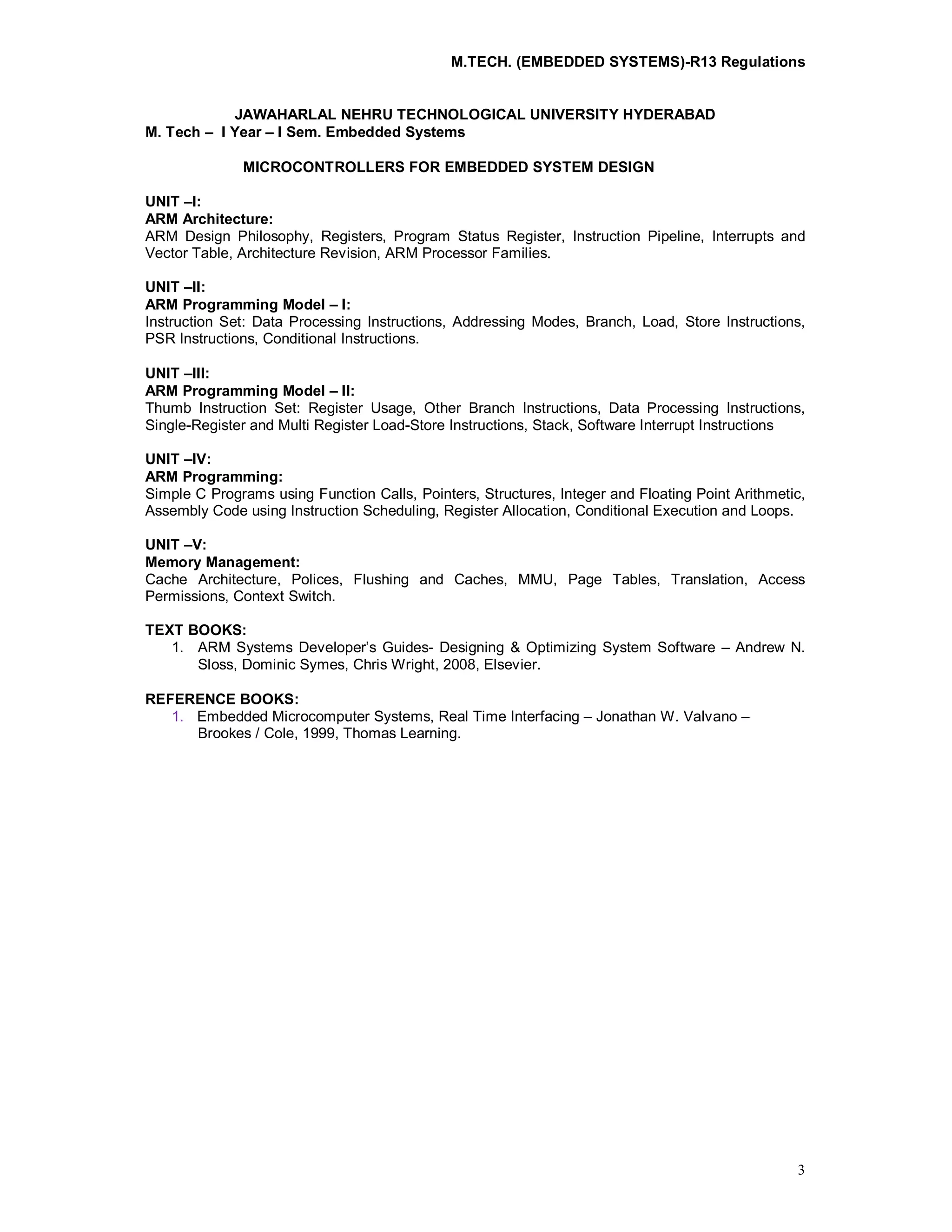 Embedded Systems Syllabus | PDF