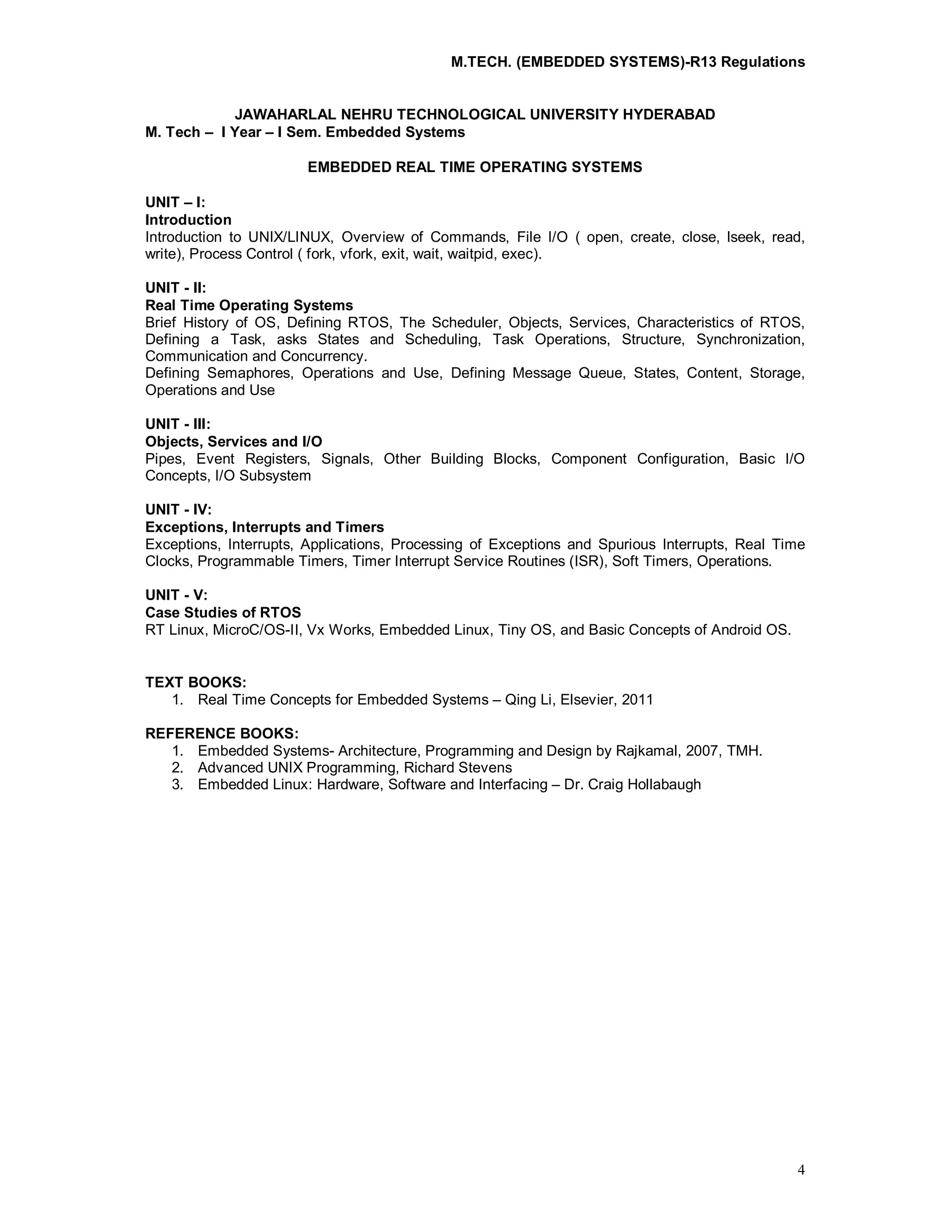 Embedded Systems Syllabus | PDF