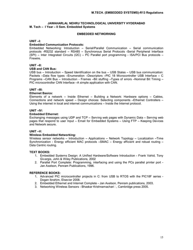 Embedded Systems Syllabus | PDF