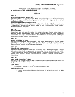 Embedded Systems Syllabus | PDF
