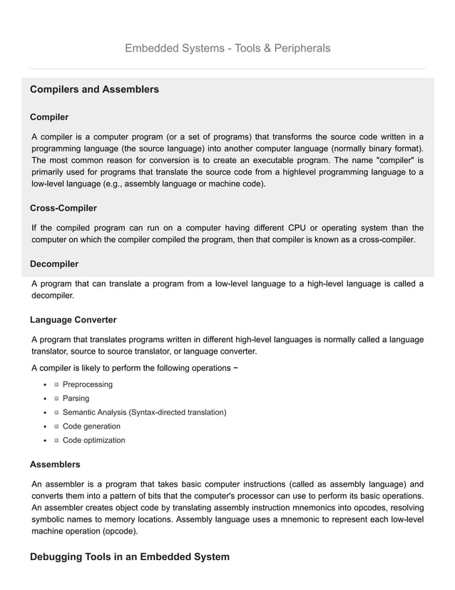 Embedded systems tools & peripherals | PDF | Computing | Technology & Computing