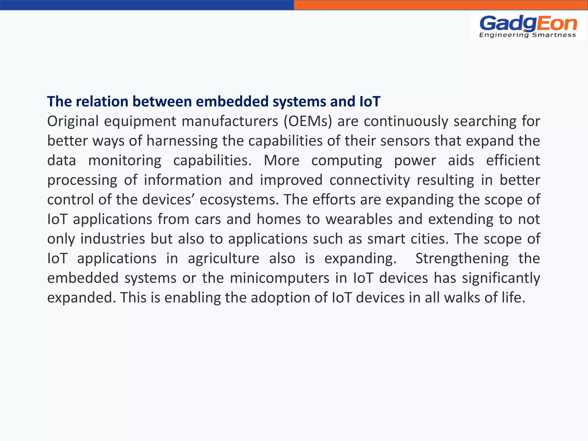 Embedded Systems and IoT Solutions – An Overview | PPTX