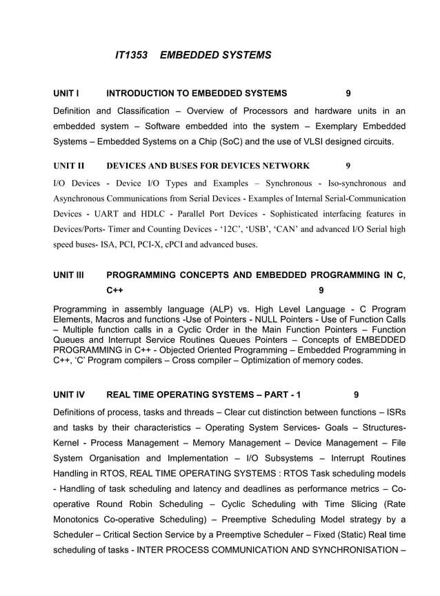 Embedded systems notes | PDF