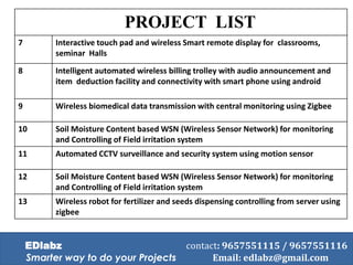Embedded systems projects using zigbee and micro controllers | PPTX