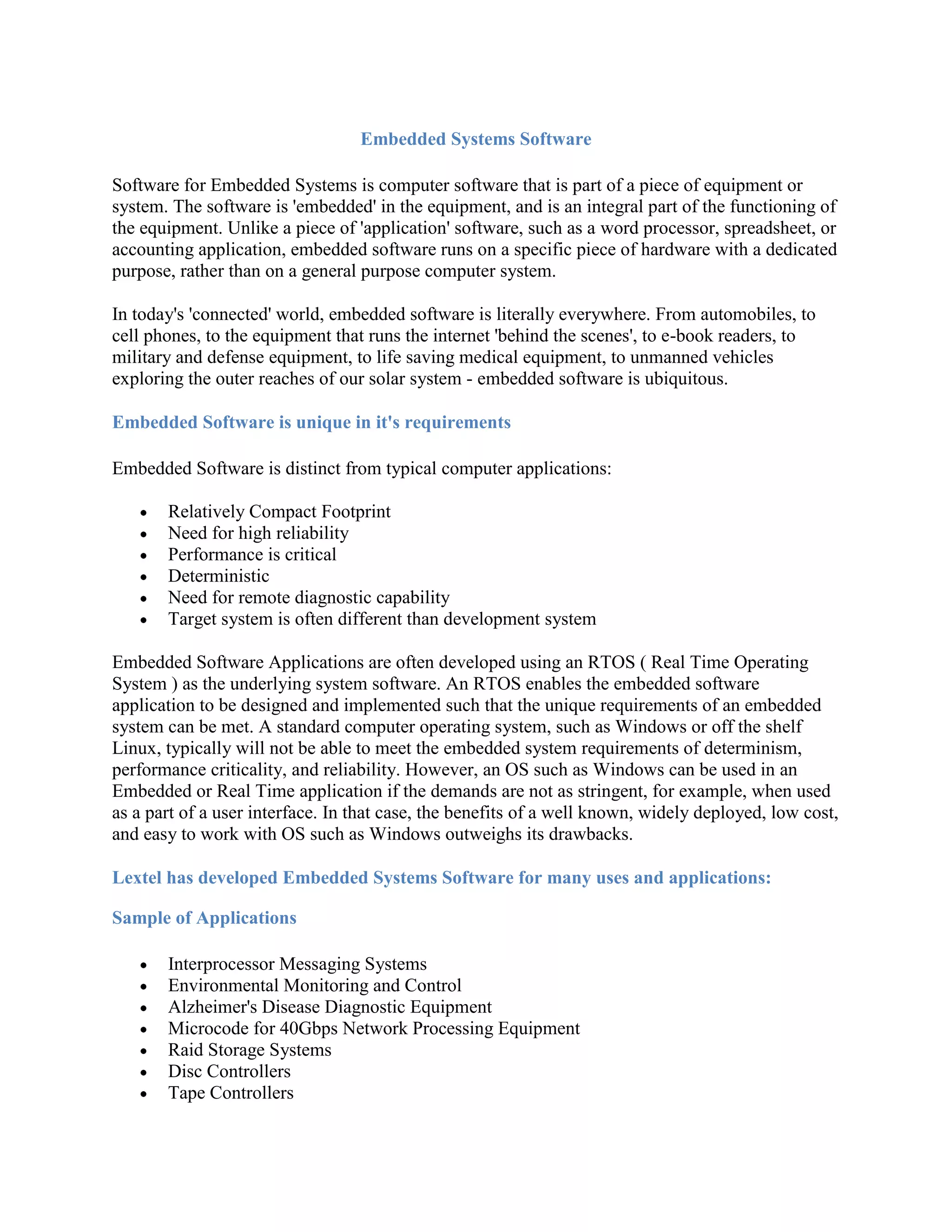 Embedded systems software | DOCX