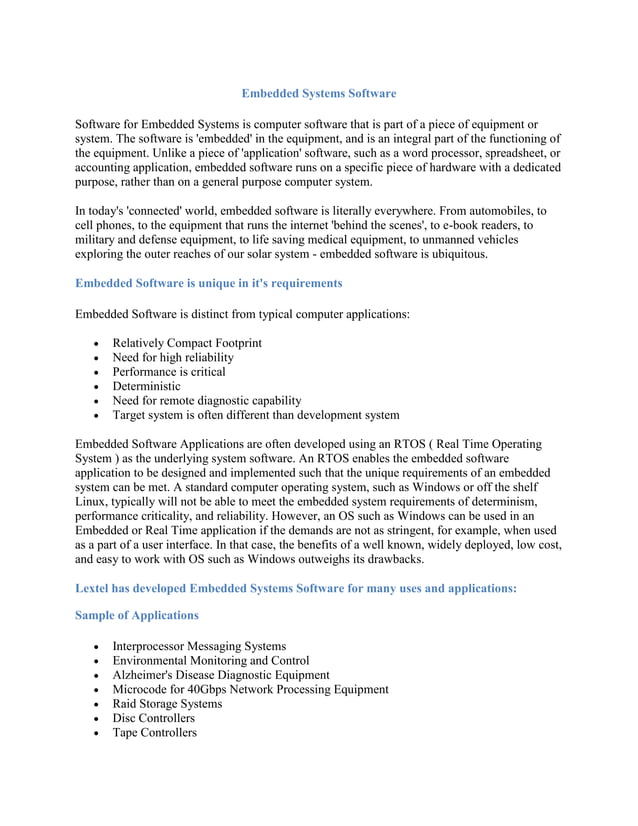 Embedded systems software | PDF