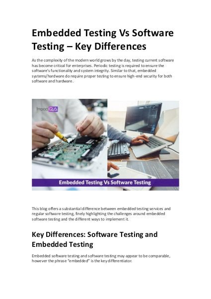 Embedded Testing Vs Software Testing Key Differencepdf