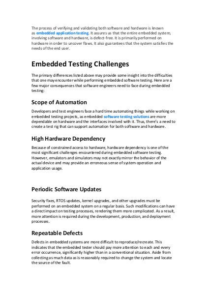 Embedded Testing Vs Software Testing Key Differencepdf