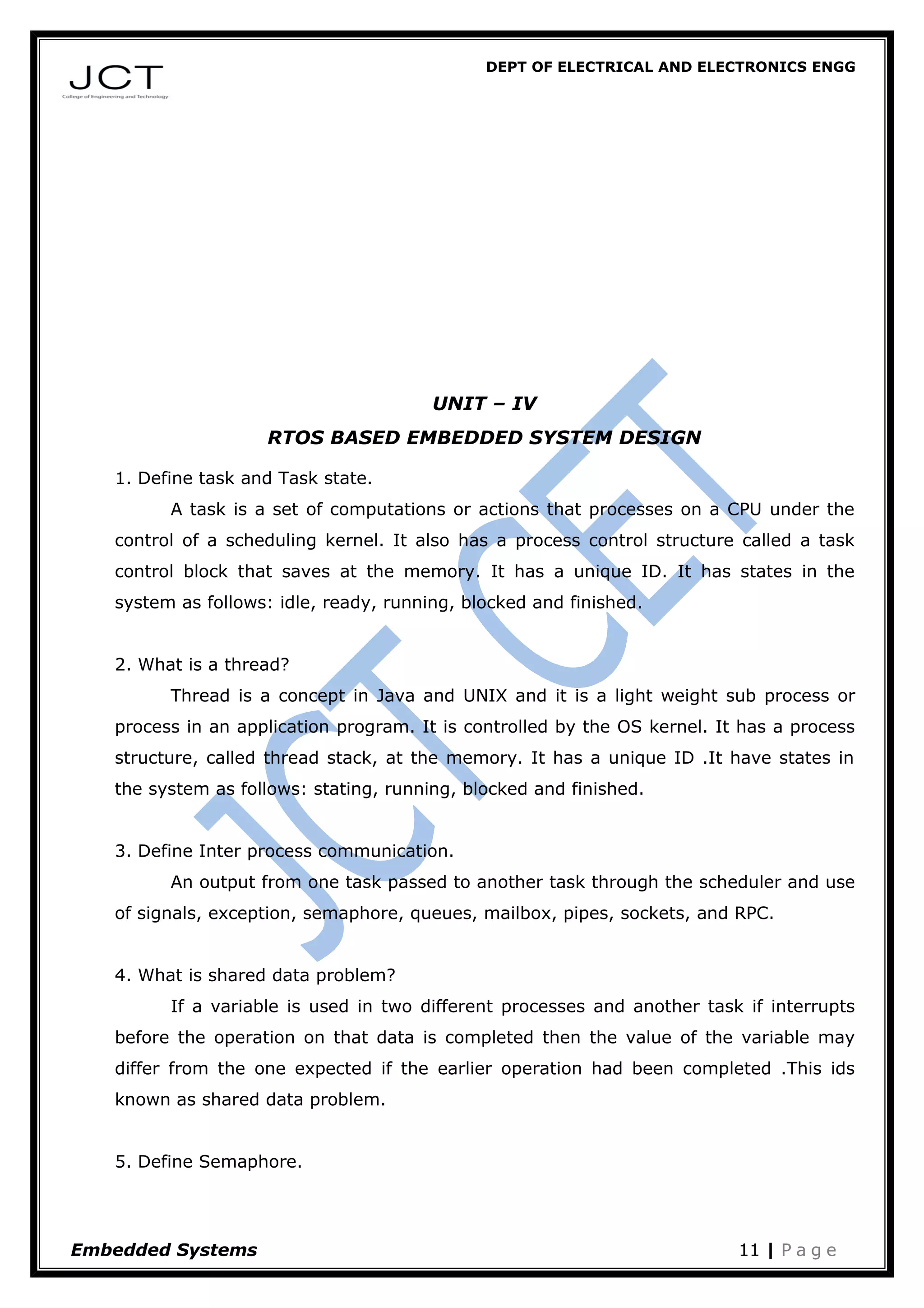 Embedded two mark question | PDF