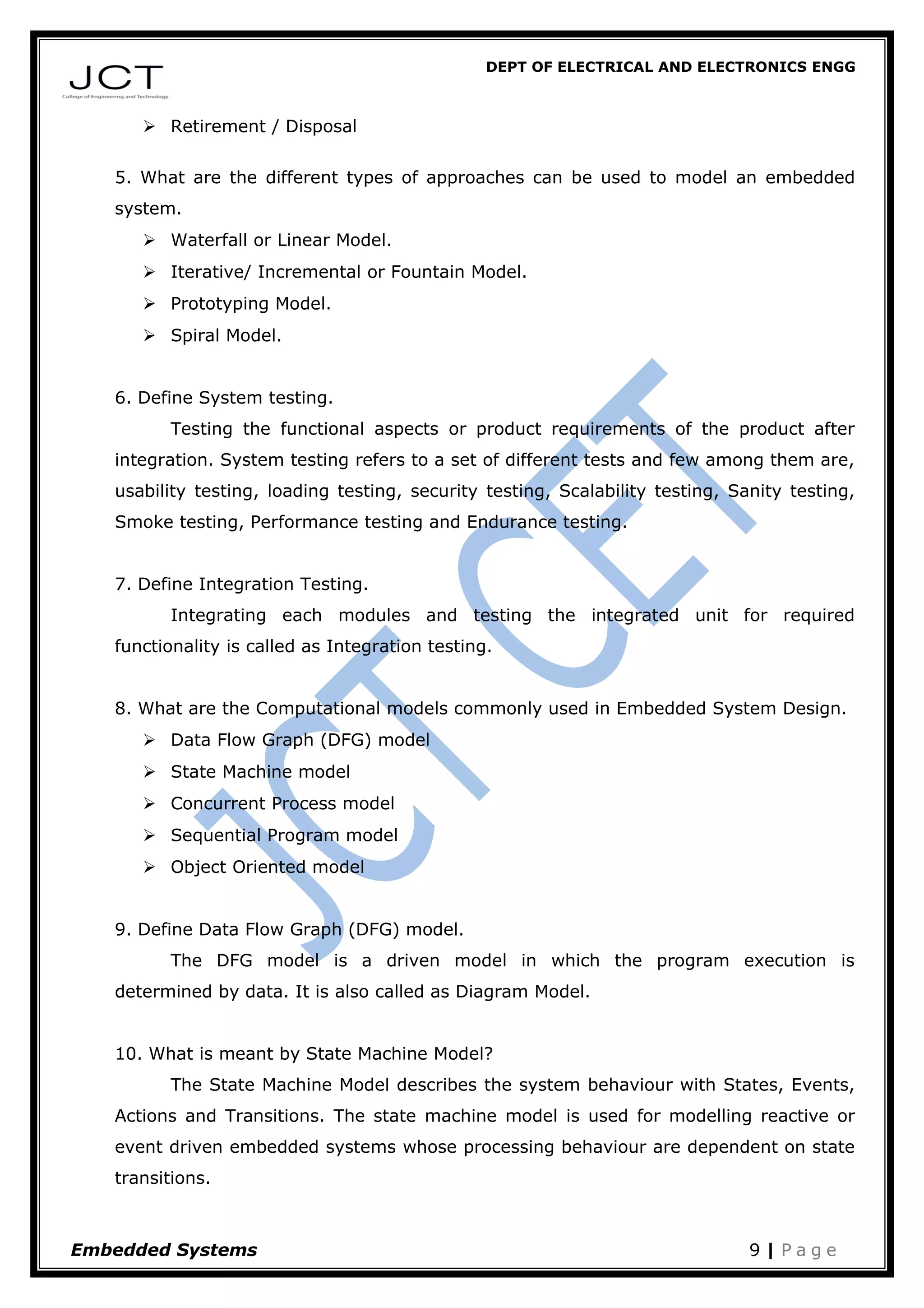 Embedded two mark question | PDF