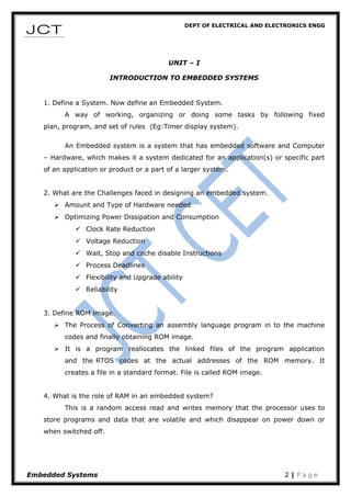 Embedded two mark question | PDF