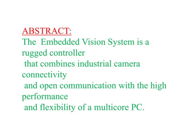 Embedded vision system | PPT
