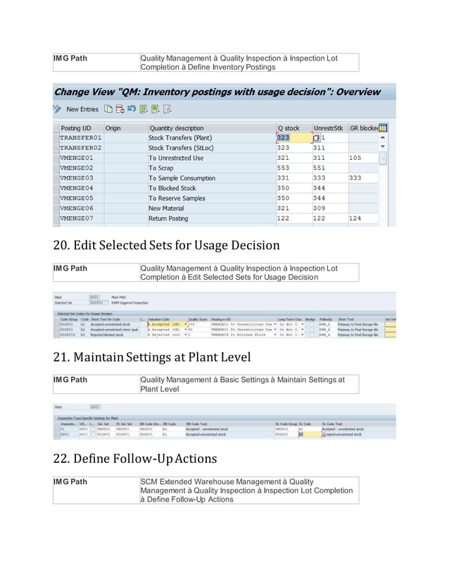 Embedded wm qm integration setup 1709 in s4-hana | DOCX