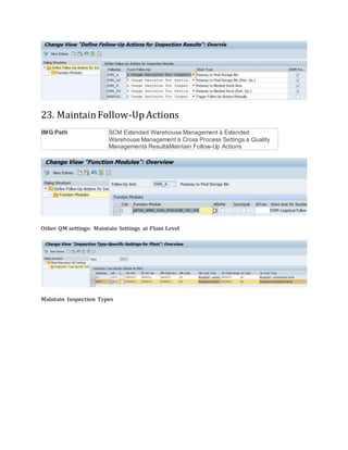 Embedded wm qm integration setup 1709 in s4-hana | DOCX