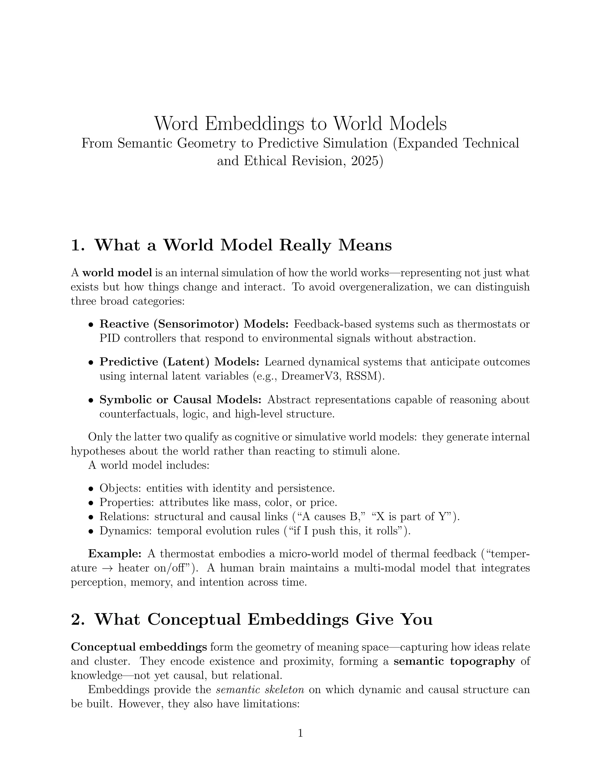 Moving from Word Embeddings to World Models | PDF