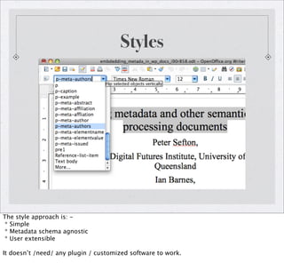 Embedding Metadata In Word Processing Documents | PDF