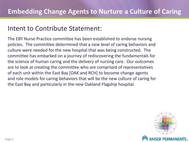 Embedding Change Agents to Nurture a Culture of Caring | PPT