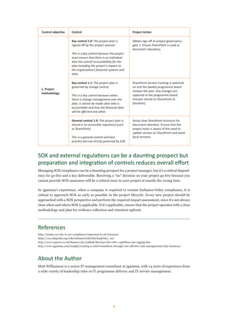 Embedding compliance: how to integrate sarbanes-oxley in your projects ...