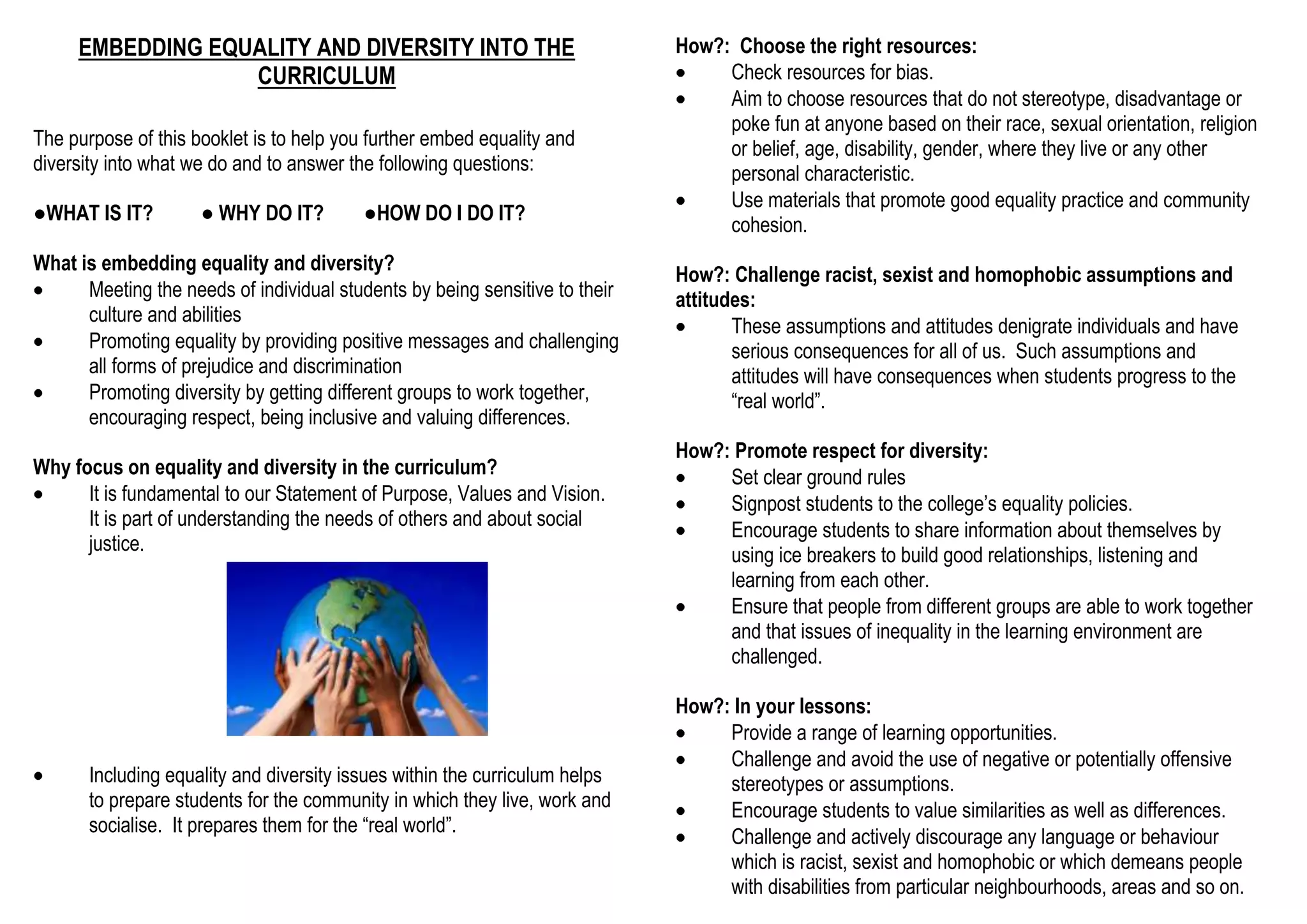 Embedding equality and diversity into the curriuculum | DOCX