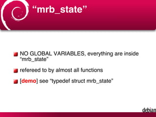 Embedding mruby into c and an actual example | PPT