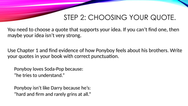 Embedding quotes in The Outsiders PowerPoint | PPT