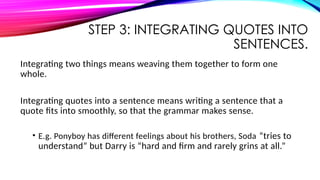 Embedding quotes in The Outsiders PowerPoint | PPT