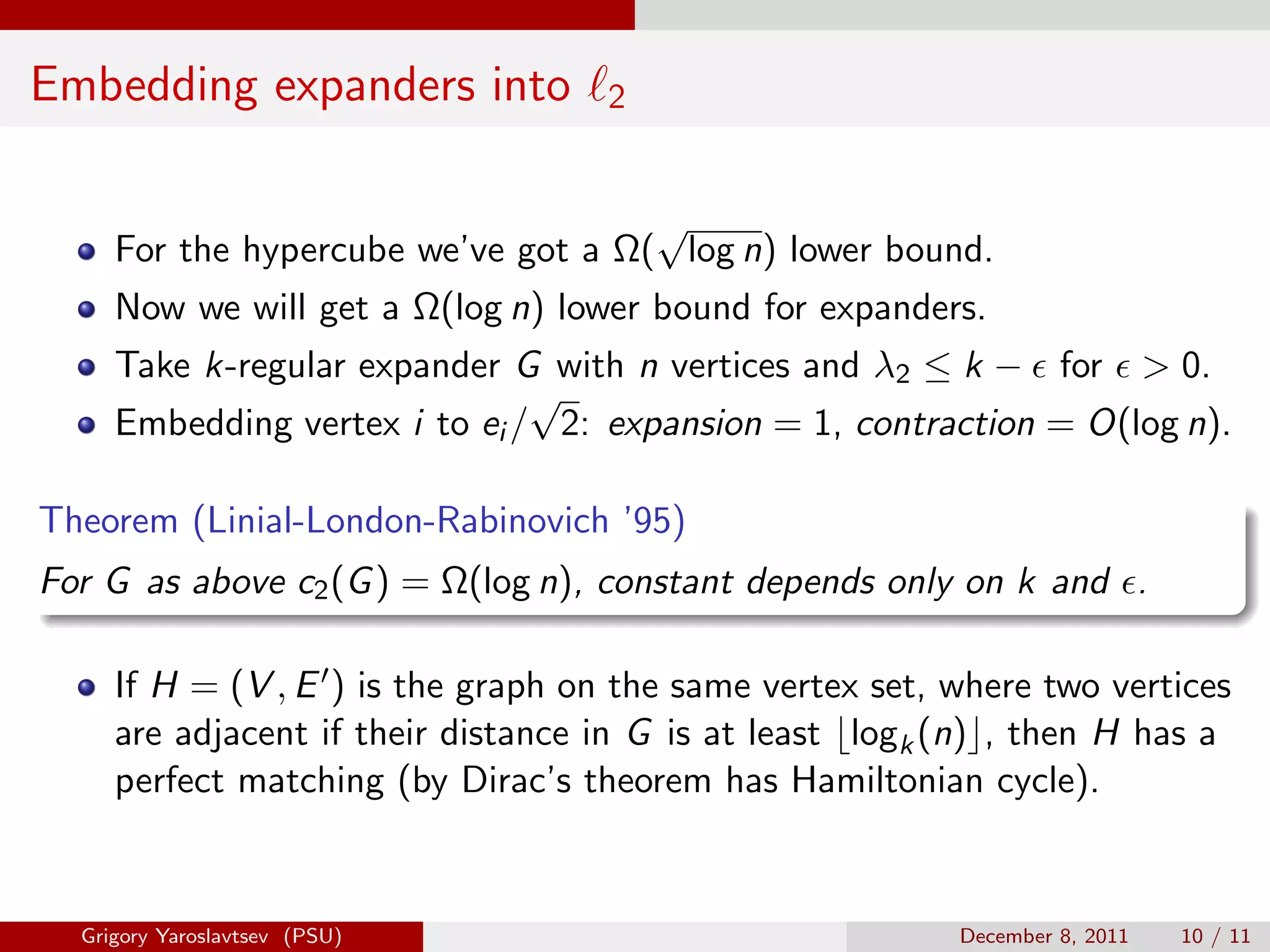 Metric Embeddings and Expanders | PPT