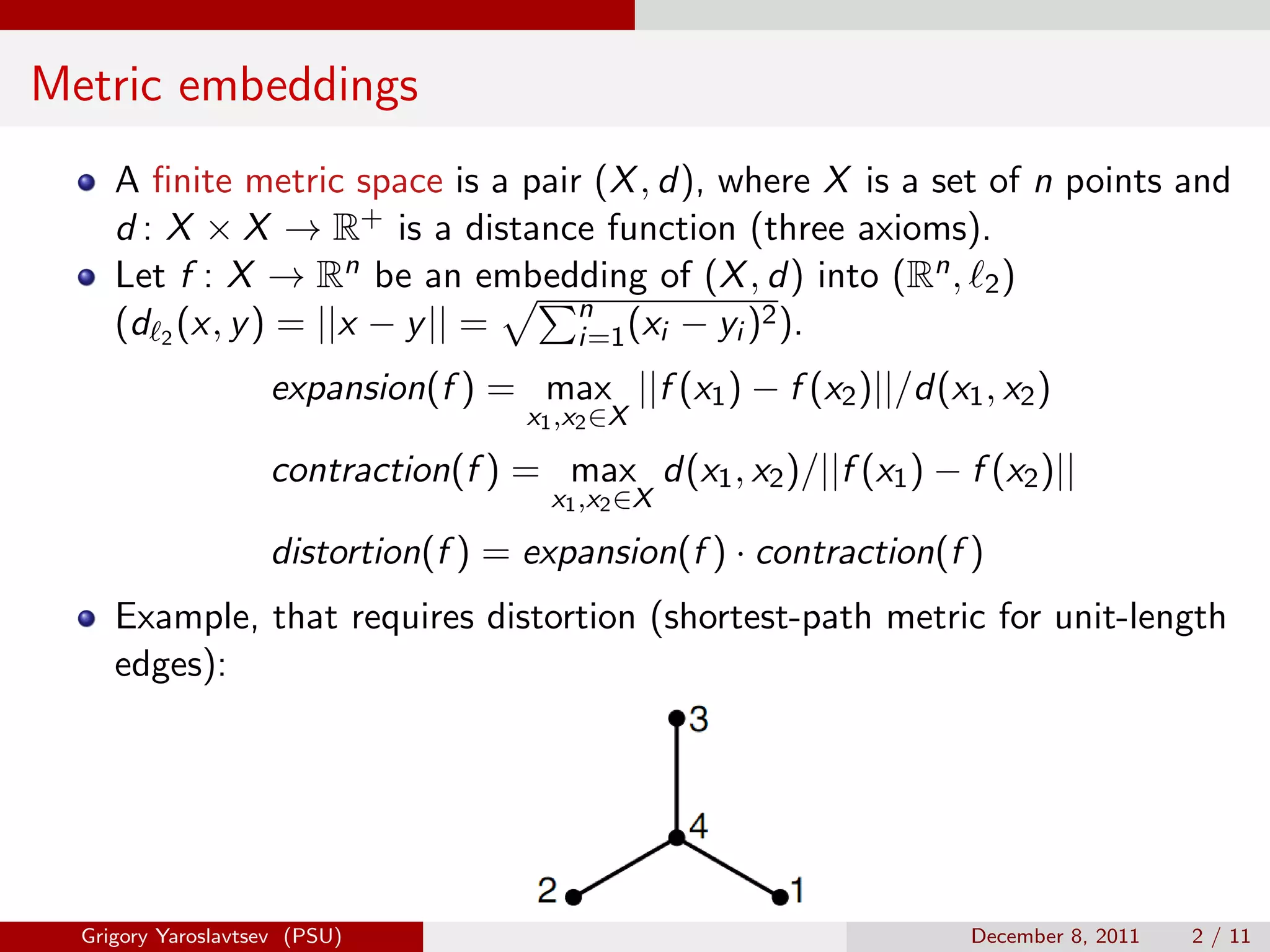 Metric Embeddings and Expanders | PPT