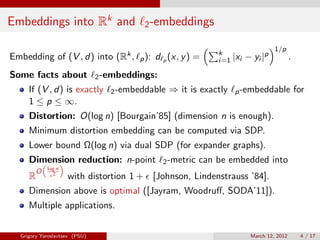 l1-Embeddings and Algorithmic Applications | PPT