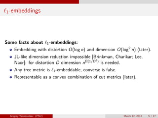 l1-Embeddings and Algorithmic Applications | PPT