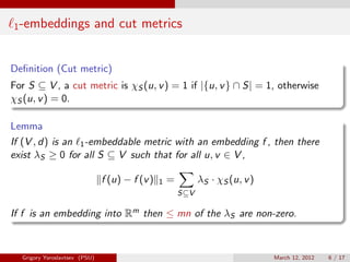 l1-Embeddings and Algorithmic Applications | PPT